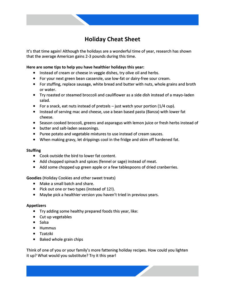 Holiday Cheat Sheet
